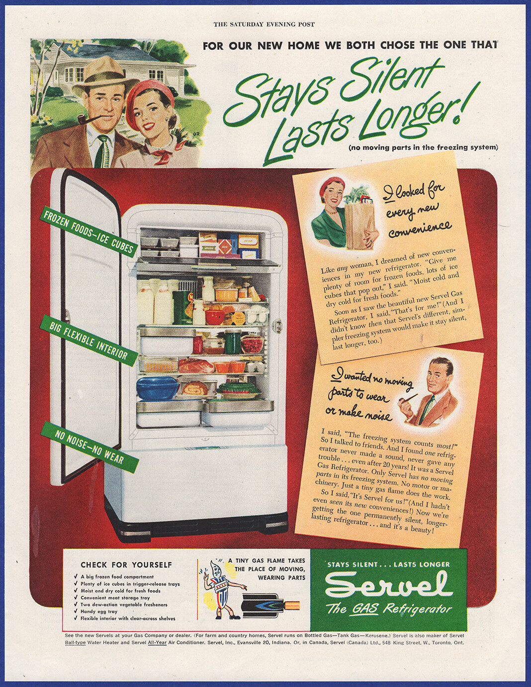 Vintage 1948 SERVEL Gas Refrigerator Kitchen Appliance Ephemera 40's ...