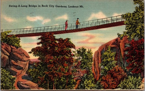 Postcard Swing Along Bridge In Rock City Gardens Lookout Mountain ...