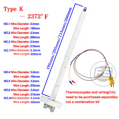 -58 to 2372 °F Ceramic Kiln Probe Type K Thermocouple Core Dia 2.0mm | eBay