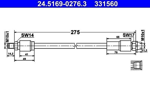 ATE Brake Hose For BMW X3 X4 F25 F26 34306797527 | eBay