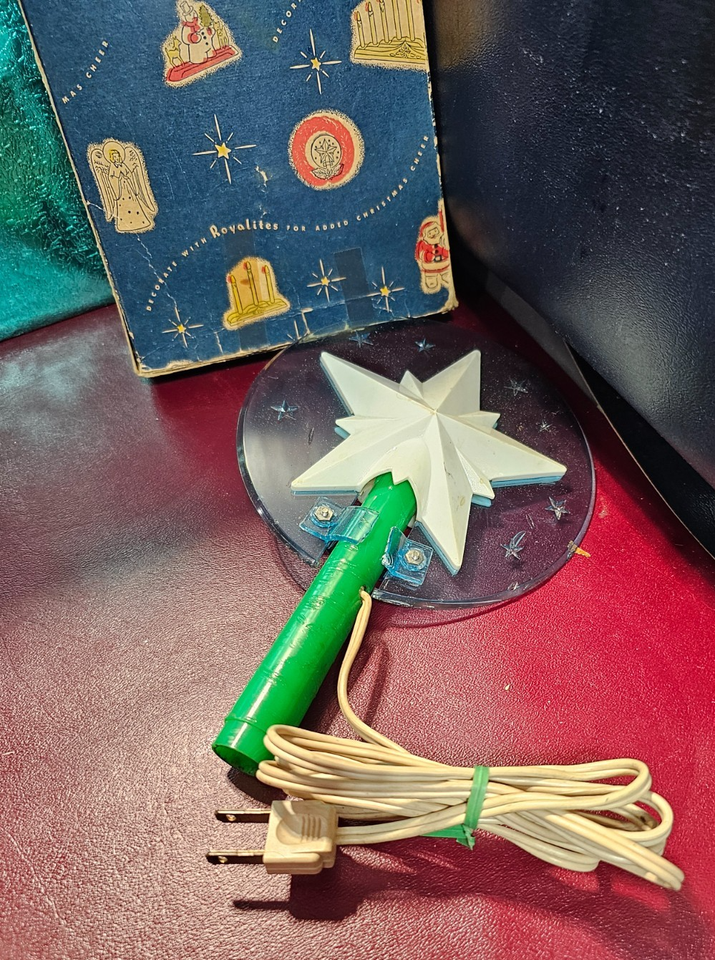 Vtg RoyaLites Starlite Illuminated Tree Topper Light Up Star Plastic ...