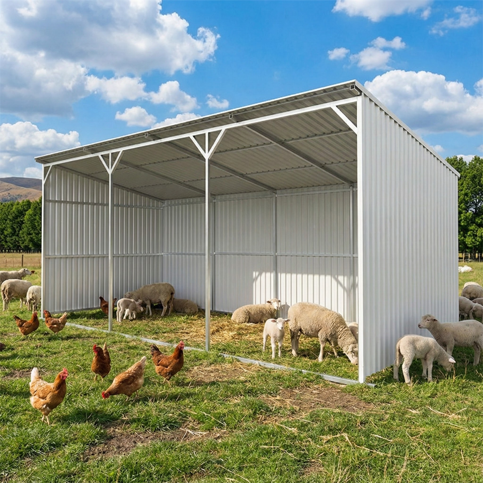 25x12 Galvanized Steel Farm Livestock Shed Building Heavy Duty ...