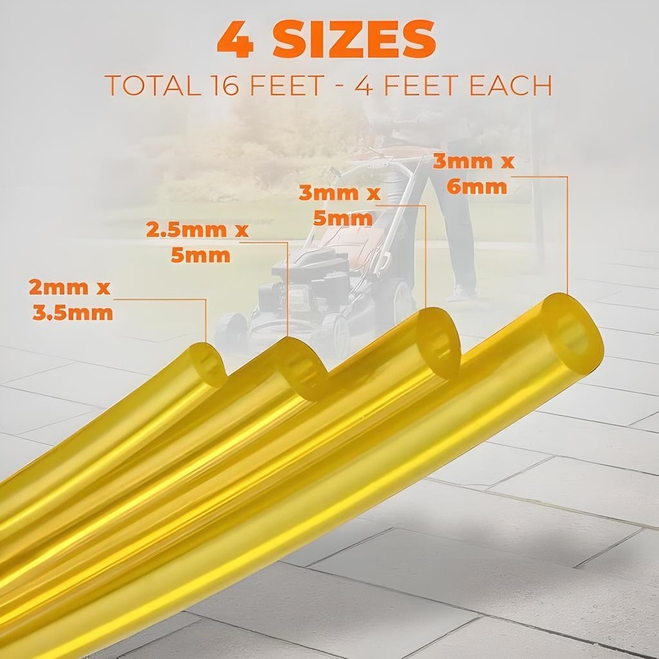 4 Sizes Petrol Fuel Gas Line Pipe Hose Tubing For String Trimmer ...