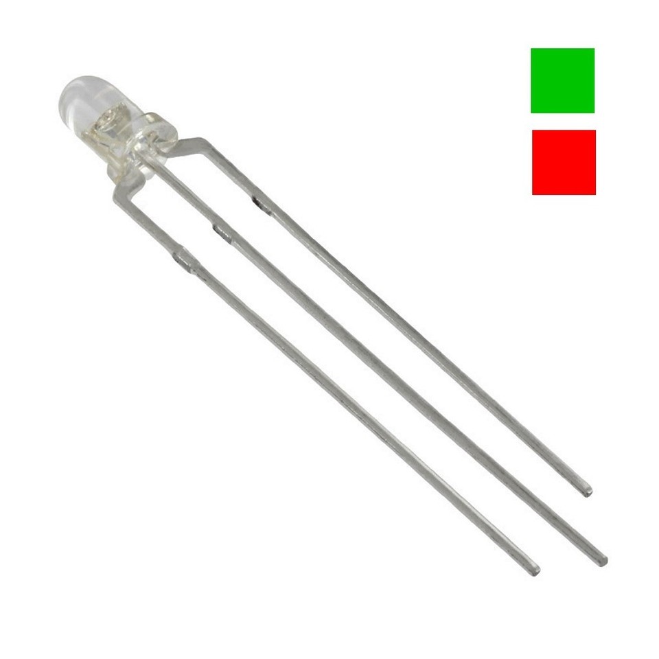 25 HuiYuan 3009R1G6C-DHB DUO LEDs 3mm Clear Red-Green LED BI-COLOR ...