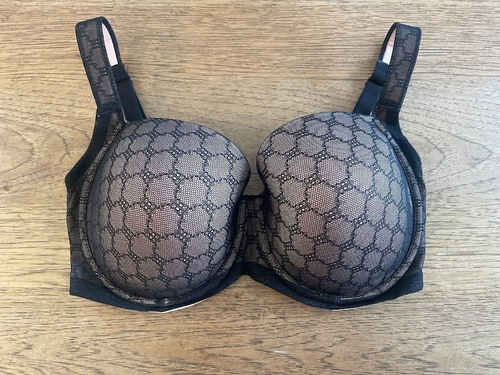 SOMA Intimates Pure Black 32DDD Stunning Support Geo Lace Full Coverage ...