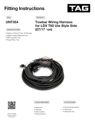 Wiring for LDV T60 2017 - 2/2024 TOWBAR PLUG IN TRAILER TOW BAR WIRING ...