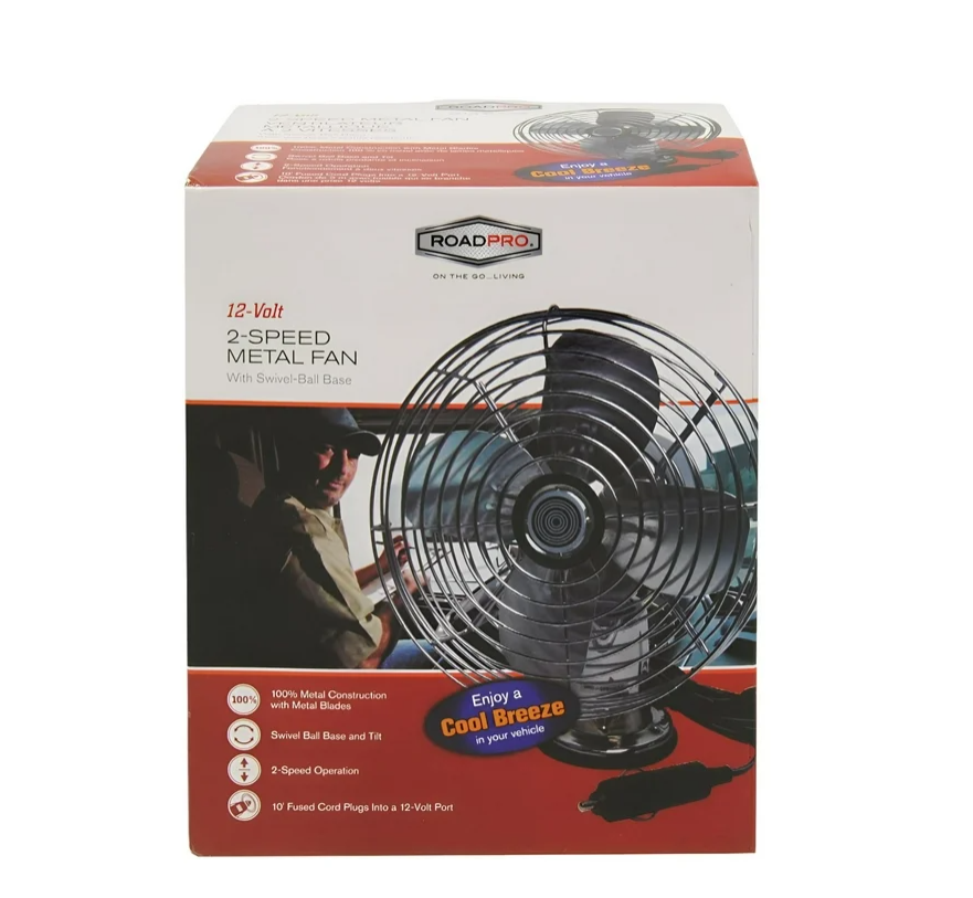 12V Metal Truck or Bus Fan w Dash Mount Vintage Chrome Look 2-Speed ...