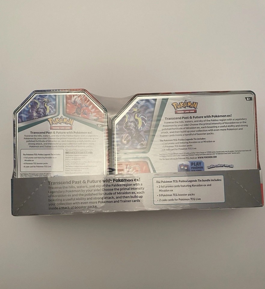 Pokemon TCG: Paldea Legends Tin Bundles Koraidon & Miraidon Ex Trading ...