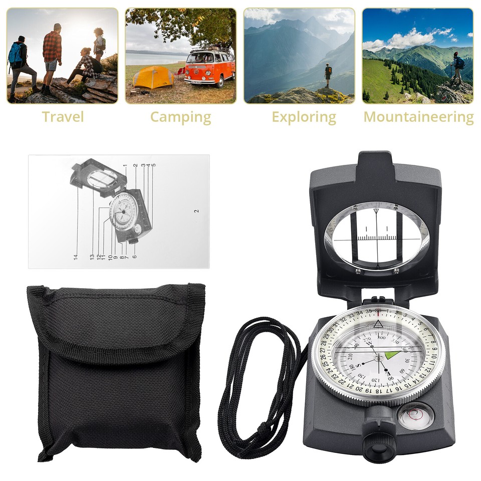 Pocket Military Compass Metal Sighting Clinometer for Camping Hiking ...