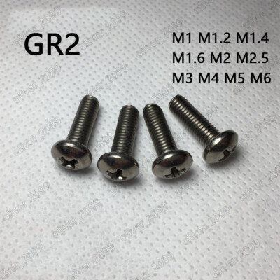 M1 M1.4 M1.6 M2 M2.5 M3 M4 M5 M6 Titanium Phillips Cross Pan Head ...