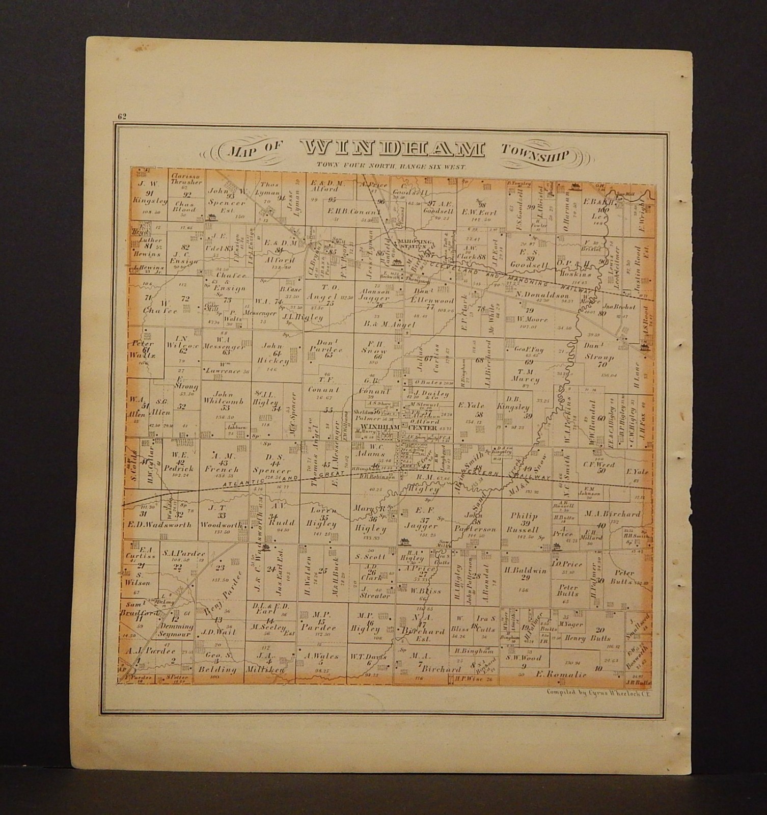 Ohio Portage County Map Windham Township 1874 Dbl Side Y14#51 | eBay