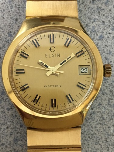 Elgin Electronic, YGP, Man's Wrist Watch With Original Bracelet & Box ...