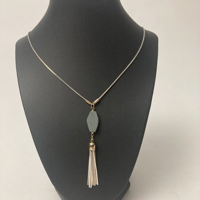 Liquid Chain with Gray & Gold Tone Four Strand Necklace w/ Wood Accent ...