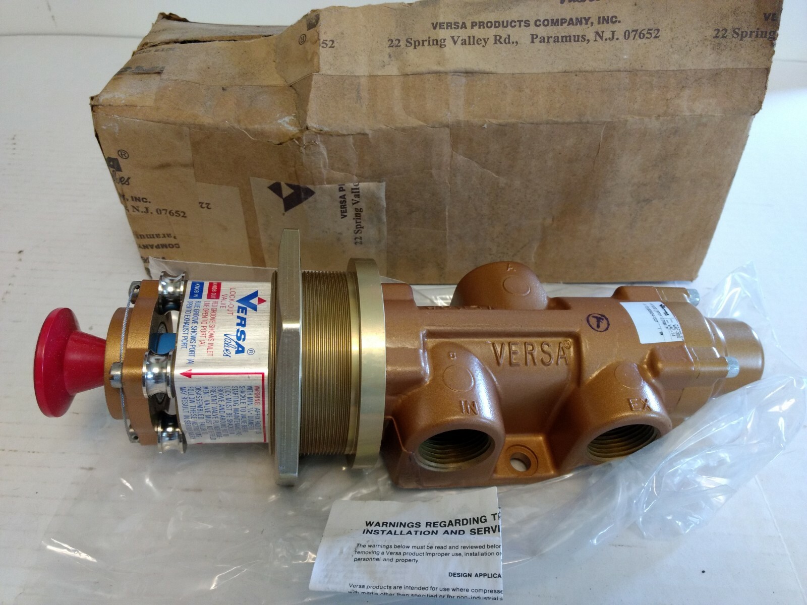 VERSA VALVES VIZ-3701-L0VB-P PNEUMATIC LOCK-OUT VALVE 1" 200PSIG MAKE ...