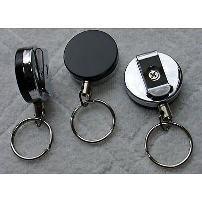 2" Retractable Full Metal Badge ID Holder Pull Reel Key Chain Keychain ...