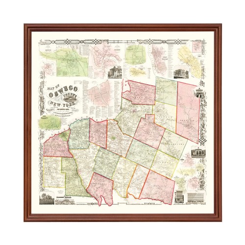 Old Map of Oswego County, NY 1854 - Vintage New York Art | eBay