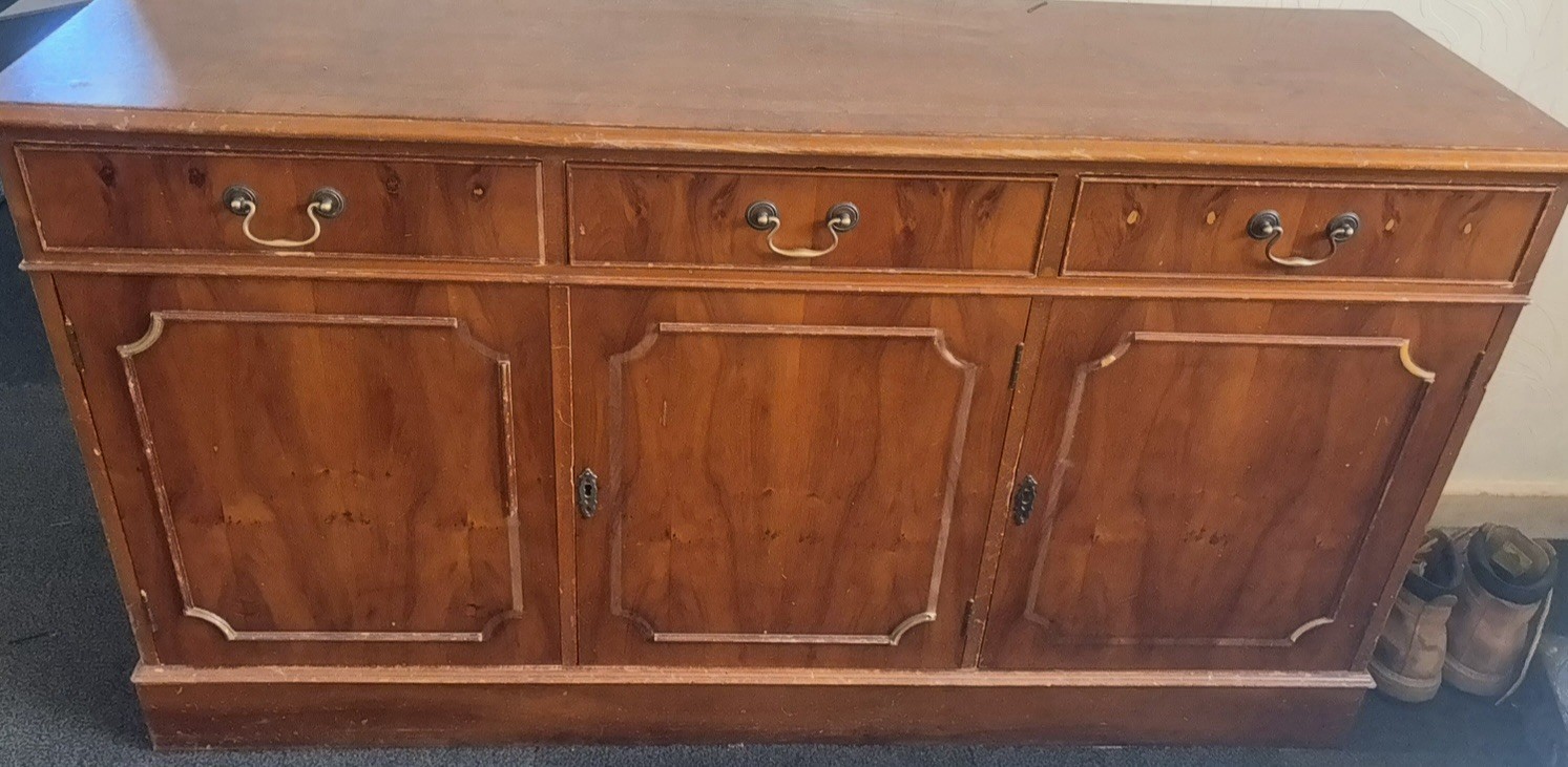 Yew Wood Reproduction Sideboard With 3 Doors | eBay UK