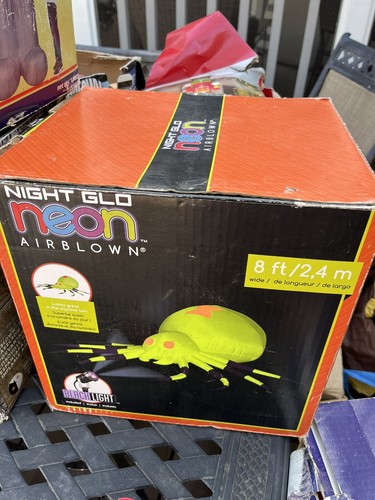 Gemmy Airblown Inflatable Neon Spider Spirit Halloween Rare Box READ ...