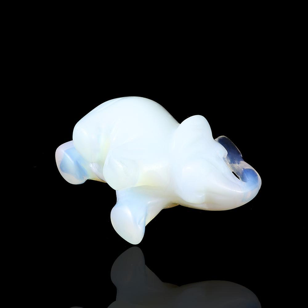 Animals Statue 1.5 Inch Mini Exquisite Moonstone Hand Carved Elephant ...