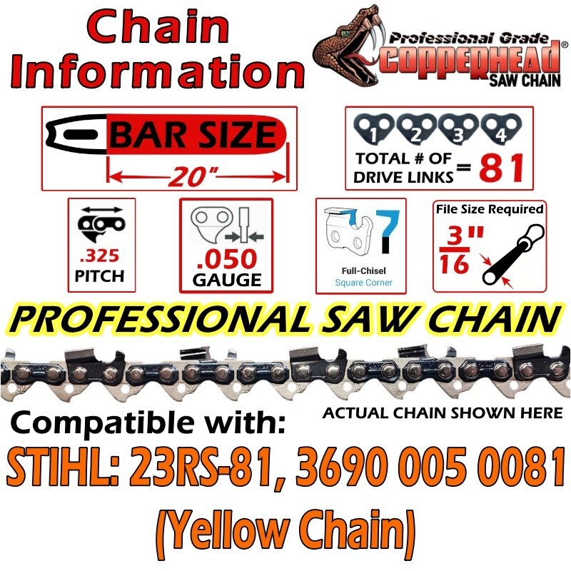 COPPERHEAD 20" BAR & CHAIN for STIHL MS271 FARM BOSS 050GA 23RS-81 3003 ...