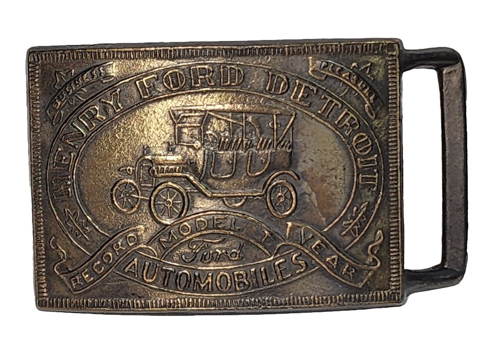 Vintage Henry Ford Detroit Belt Buckle Brass Model T Automobiles Auto ...