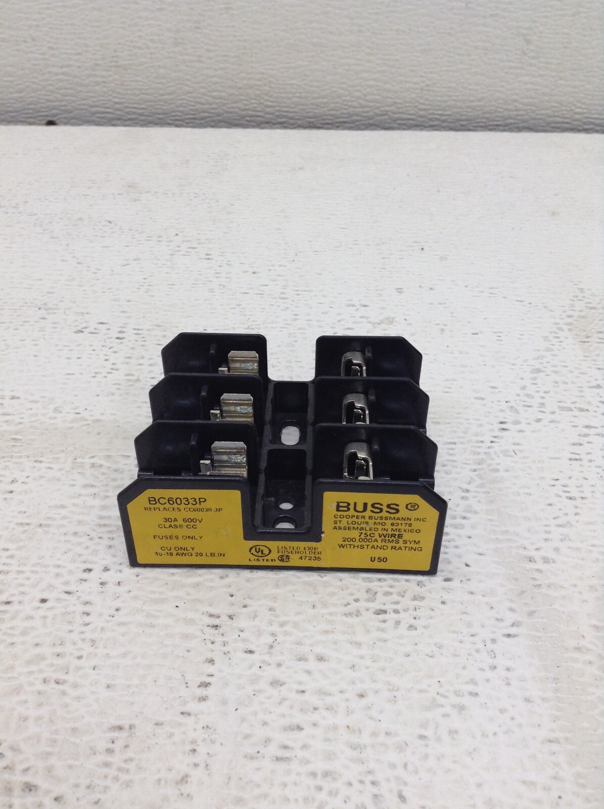 Cooper Bussmann BC6033P 3 Pole Fuse Holder 600 V 30 Amp BC6033 (TSC) | eBay