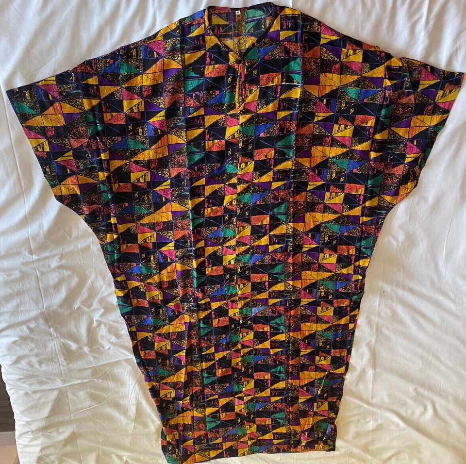Kaftan Mumu Cotton Blue Pink Black Geometric Women Men Unisex New Light ...
