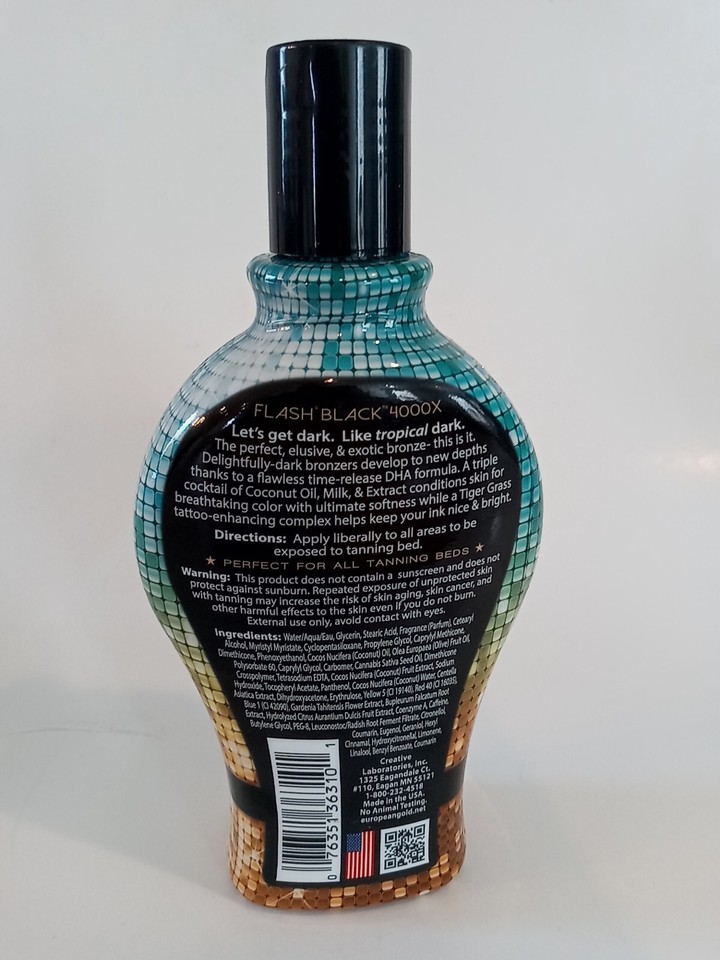 Flash Black Ultra Dark Tanning Lotion 4000X 12 oz. European Gold ...