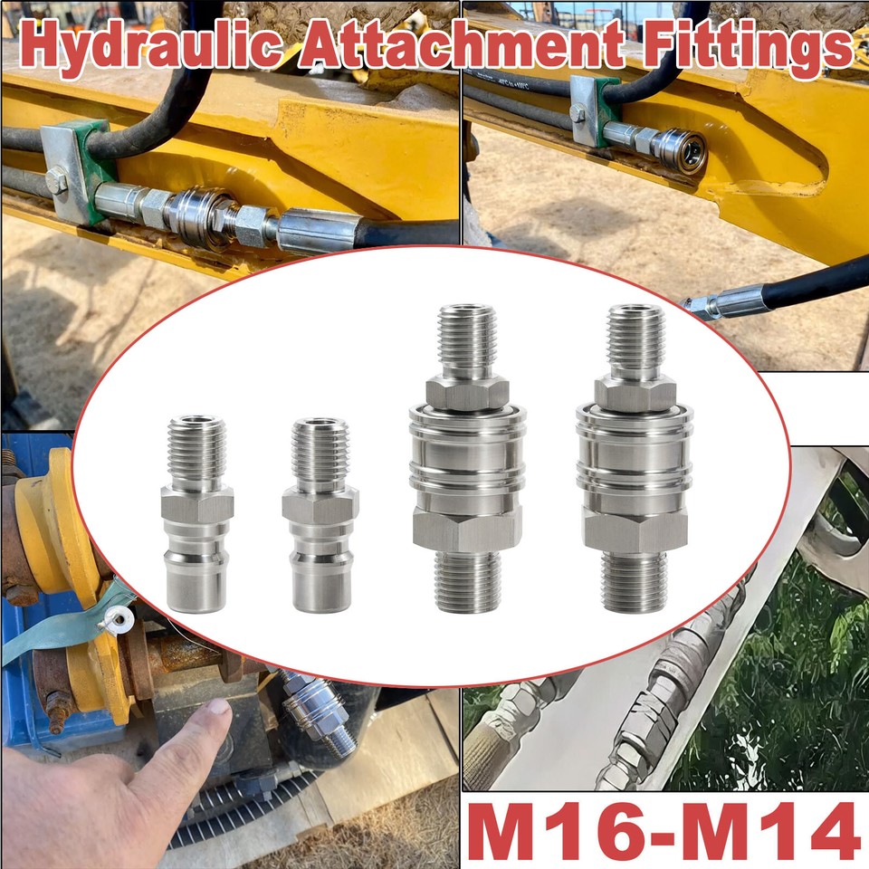 M16-M14 Hydraulic Attachment Fittings Quick Connect Adapters For Mini ...