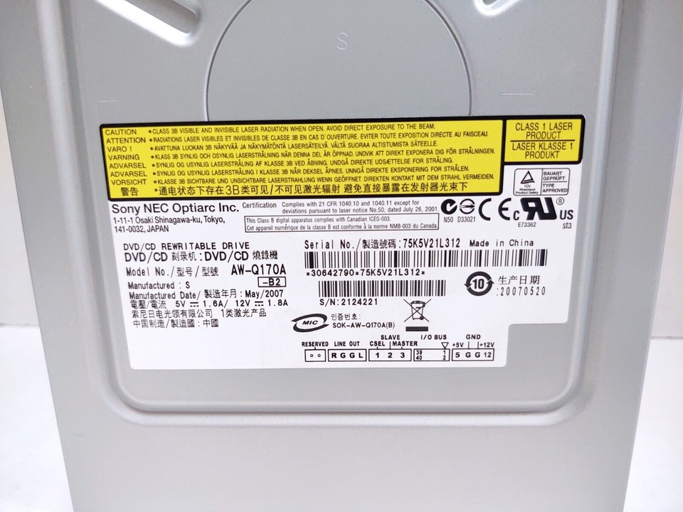 Sony NEC AW-Q170A 18x Internal IDE DVD/CD DVD±RW DL Rewritable Drive Black | eBay