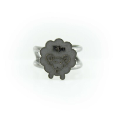 Sardinian Ring With Central Ram Eja Writing Burnished Silver Adjustable ...