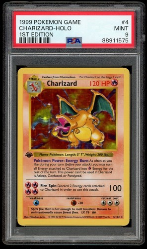 1999 Pokémon Base Set Shadowless Charizard 1st Edition #4 - PSA 9 - (8 ...