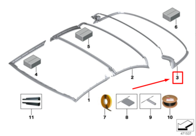 BMW 4 Cabrio F33, F83 Rear Roof Shell Seal 54377415366 7415366 NEW ...