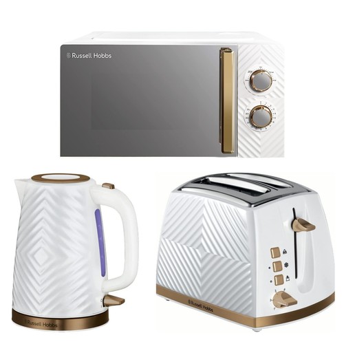 Contemporary White Matching Microwave Kettle Toaster | Kitchen Set ...