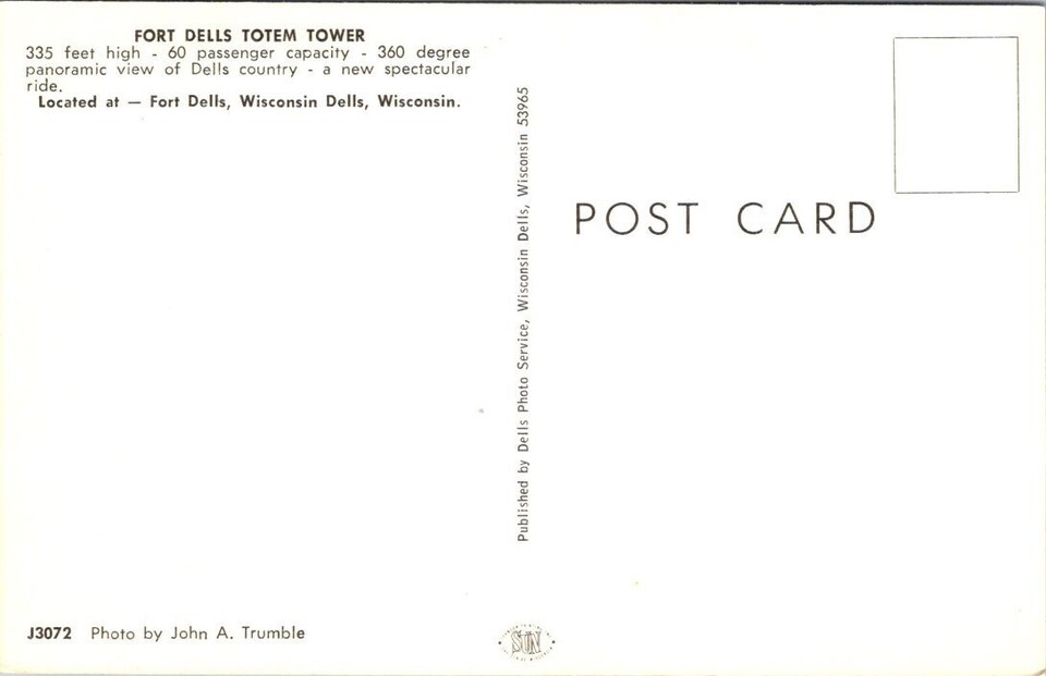 Vintage Postcard Fort Dells Totem Tower WISCONSIN Dells Unposted A73 | eBay