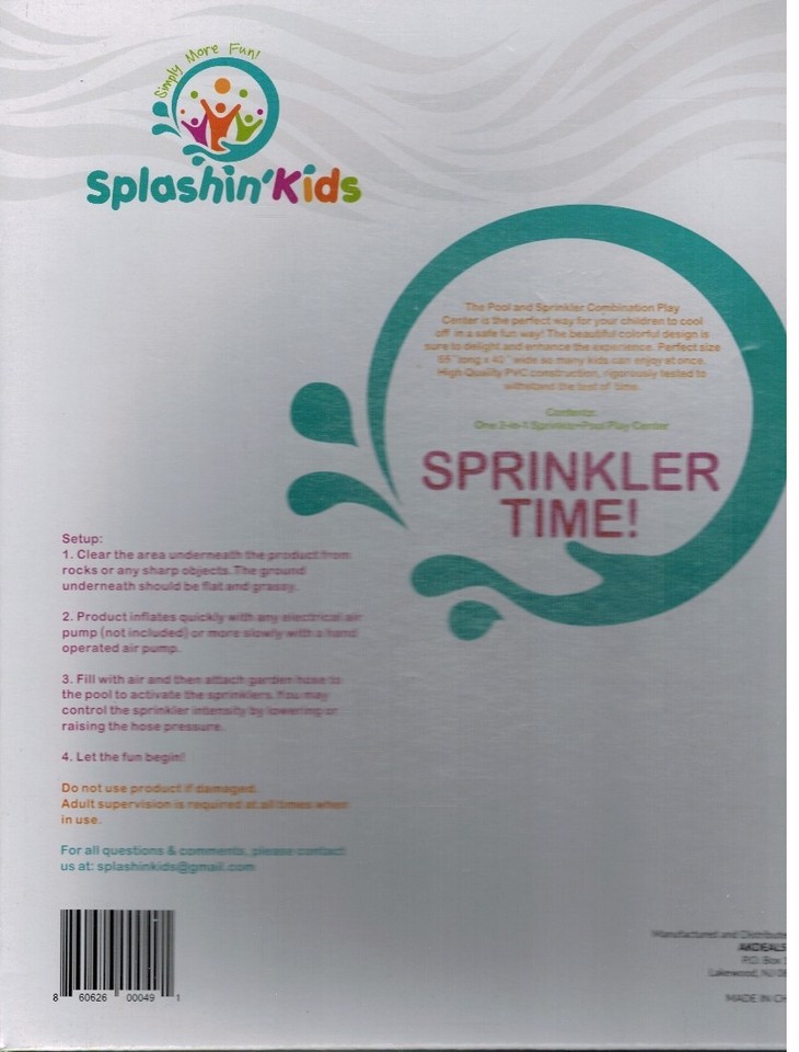 Splashin'kids 3 in 1 Inflatable Sprinkler Pool Kiddie Pool Kids Pool ...