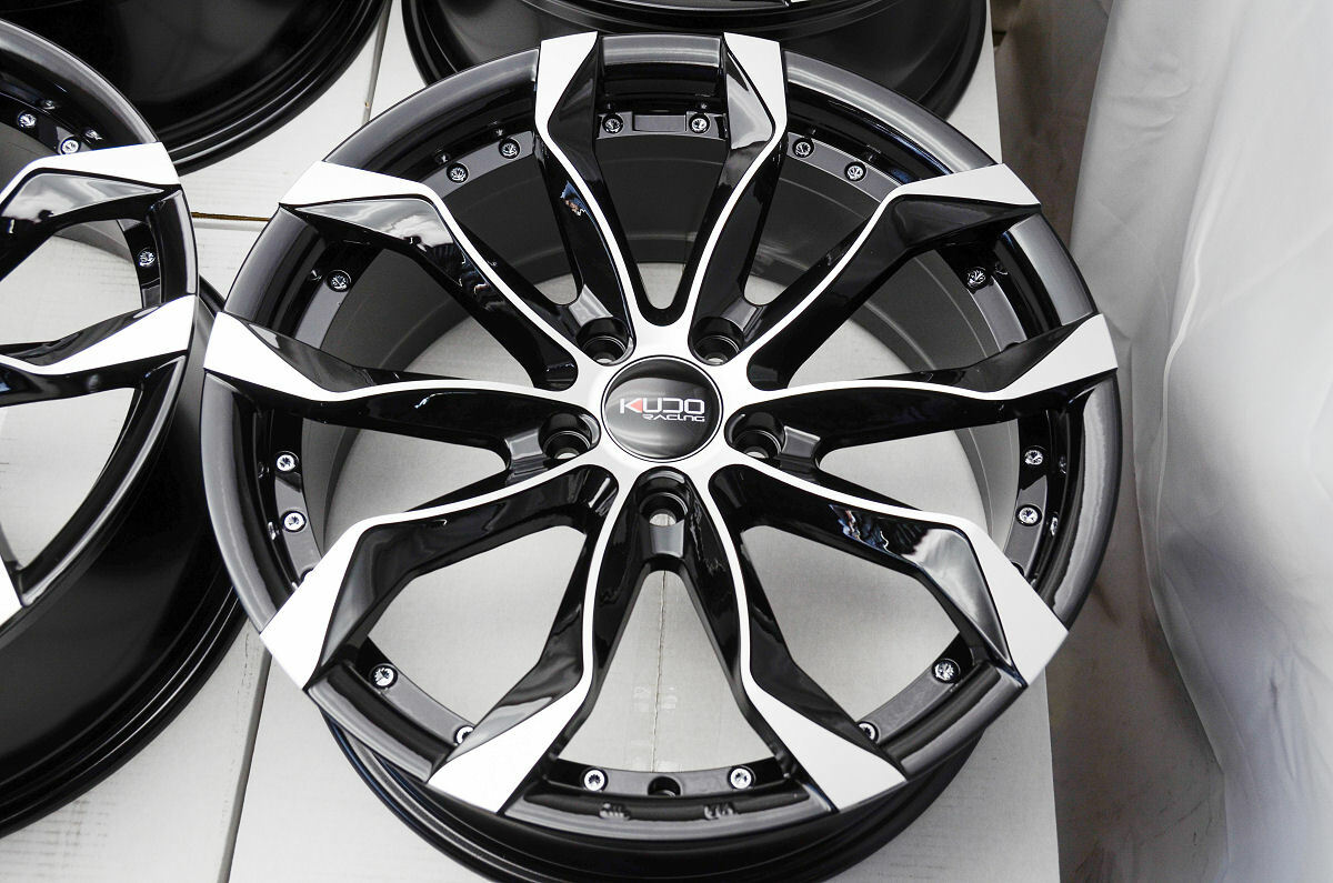 18x8 5x112 +32mm Kudo Racing Intimidate Black w/Machined Face Wheels ...
