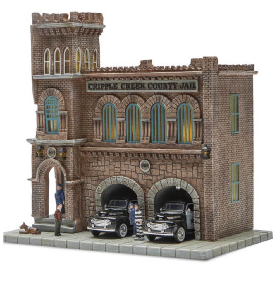O Scale County Jail Building with Lit Interior/Exterior Police Vehicles ...