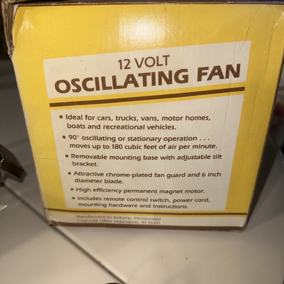 Vtg Napa 12 volt oscillating fan Auto RV Truck Farm 6” 745-1105 | eBay