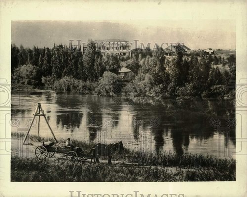 Press Photo Jewish Farmer with Horse and Buggy on the Jordan River at ...
