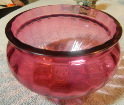 *Special* -Vintage Cranberry colored wide rim ribbed bowl | eBay