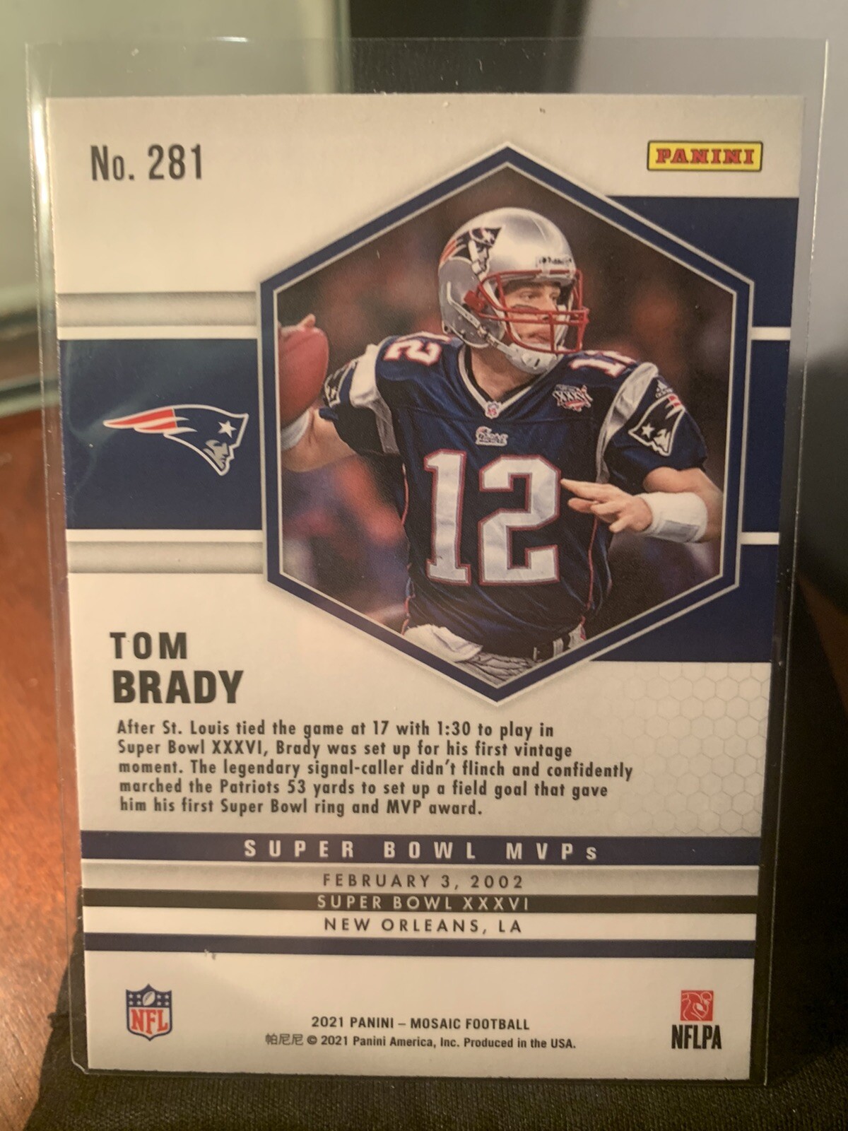 Tom Brady 2021 Panini Mosaic Super Bowl MVPs XXXVI #281 NFL Football ...