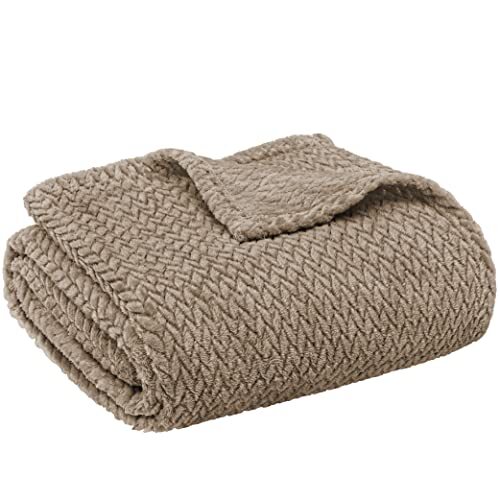 Soft Fleece Taupe Tan Throw Blanket for Couch Lightweight Plush Warm ...