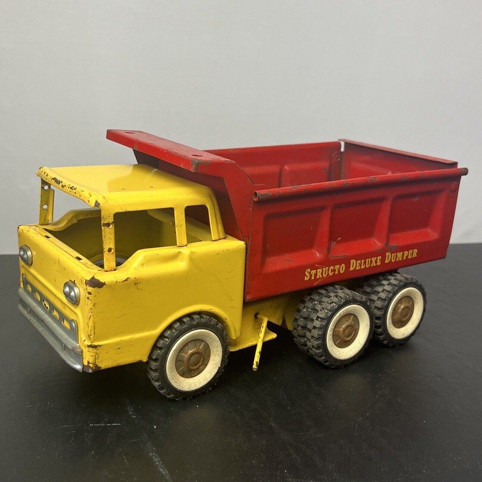 Vintage Structo Deluxe Dumper Red/Yellow Working Dump Truck 11” | eBay