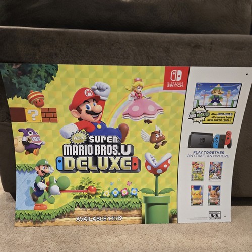 Super Mario Bros U Deluxe Gamestop Nintendo Promo Poster 26" X 36" 2018 ...