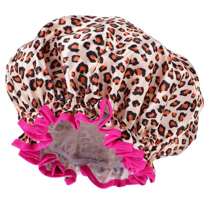 Shower Cap Reusable Bath Cap Adult Hair Cap Elastic Leopard Print ...