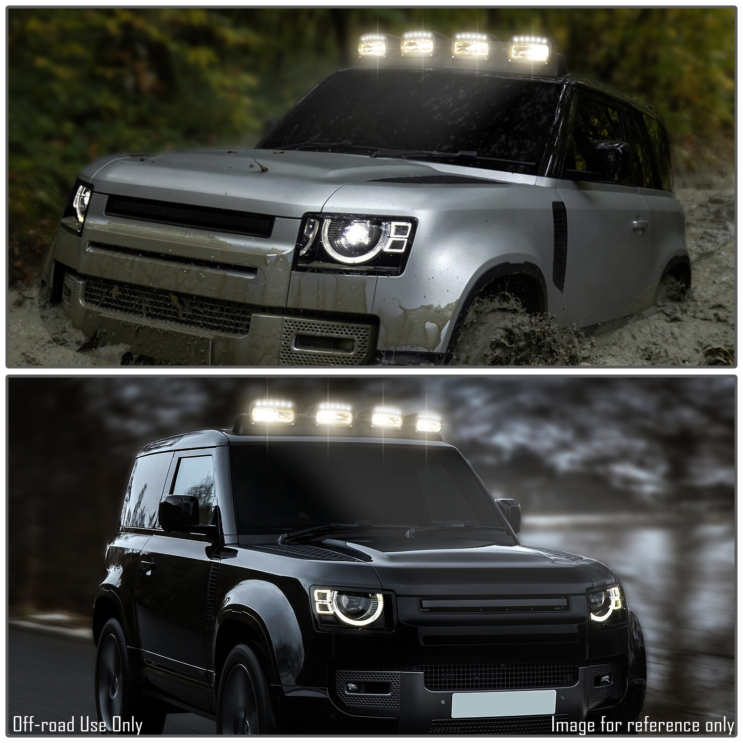 UNIVERSAL 4X4 OFF-ROAD BLACK FRAME CLEAR LENS ROOF MOUNTED FOG LIGHT W ...