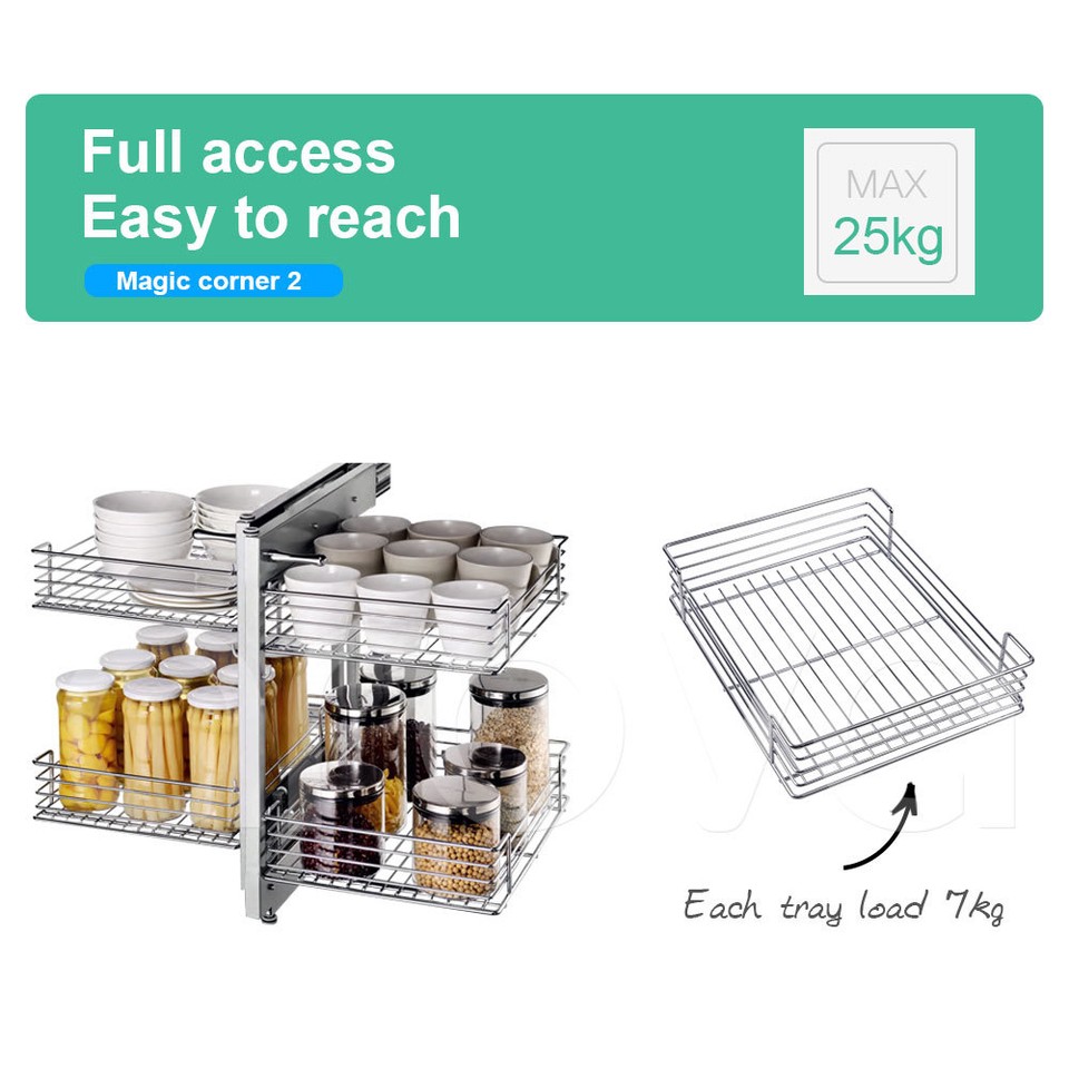 Magic Corner Pantry II Wire Basket Pull Out Swivel Carousel Kitchen ...