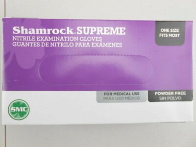 SHAMROCK SUPREME NITRILE POWDER-FREE EXAM GLOVES, 100 Gloves Each Box ...