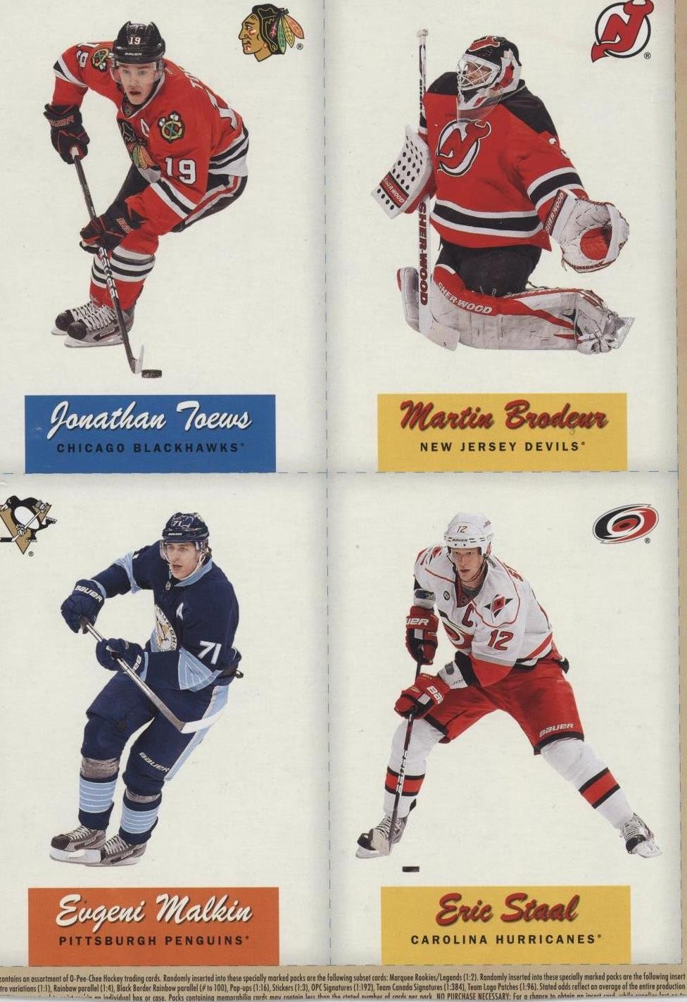 2012-13 O-Pee-Chee - Box Bottoms Martin Brodeur, Evgeni Malkin ...